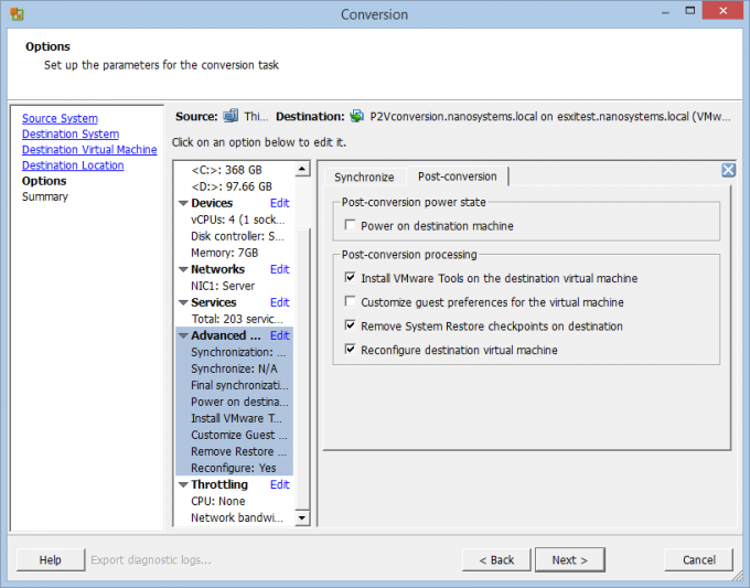 P2V conversion with VMware vCenter Converter | The Solving