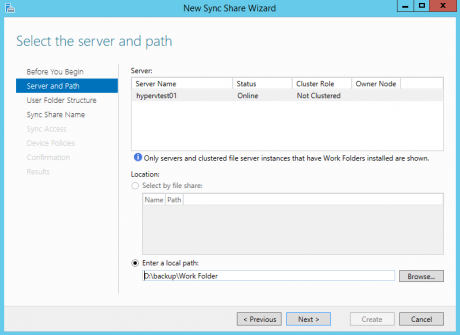 Set up a Work Folders Sync Share on Windows Server 2012 R2