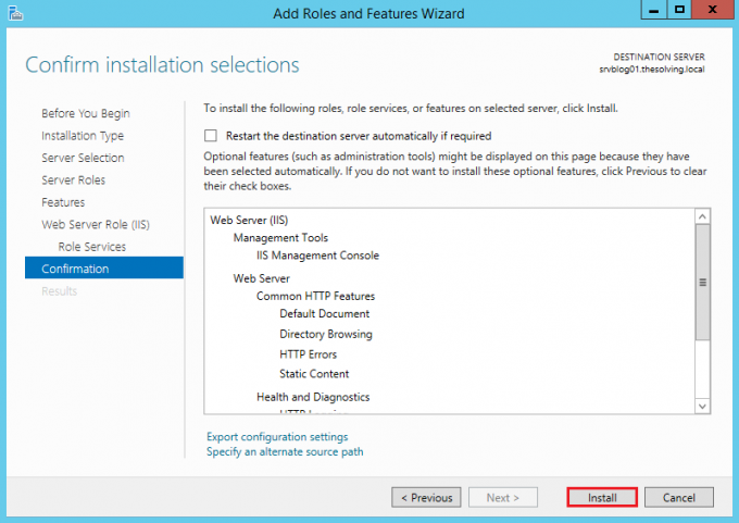 Matrix: How to install and configure IIS on Windows Server 2012 R2