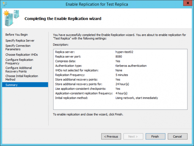 How to configure virtual machine replication on Hyper-V