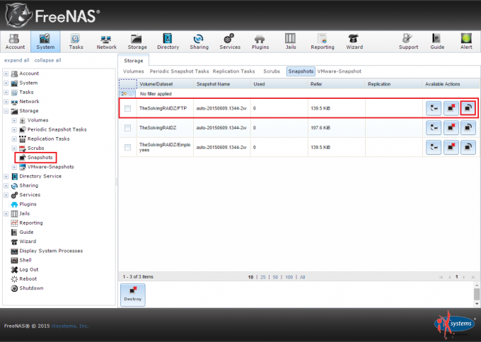 Schedule periodic snapshots of a ZFS volume with FreeNAS