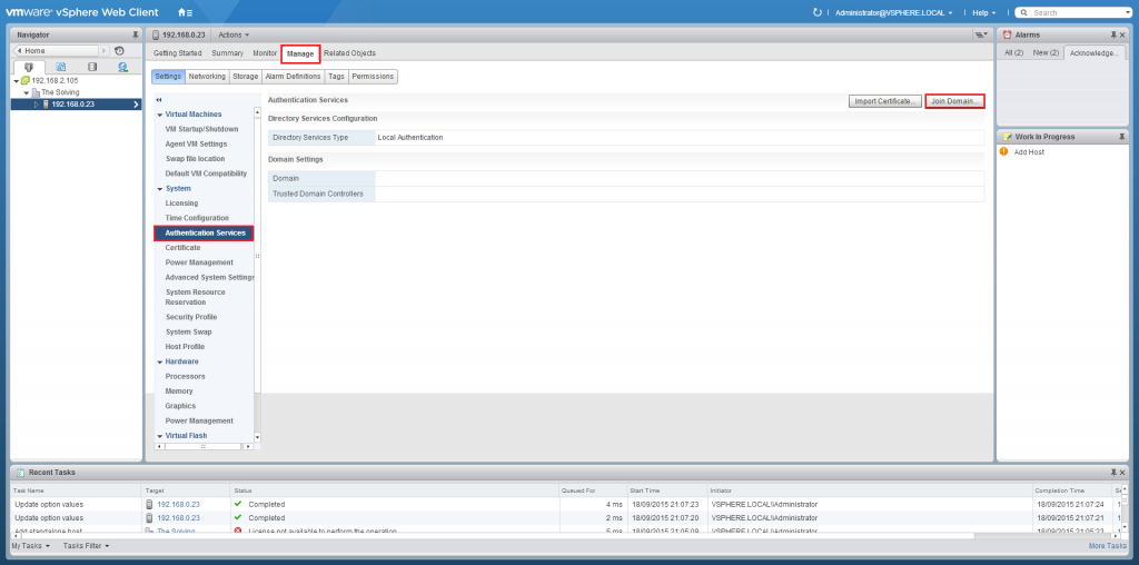 How to add an ESXi Host to an Active Directory Domain