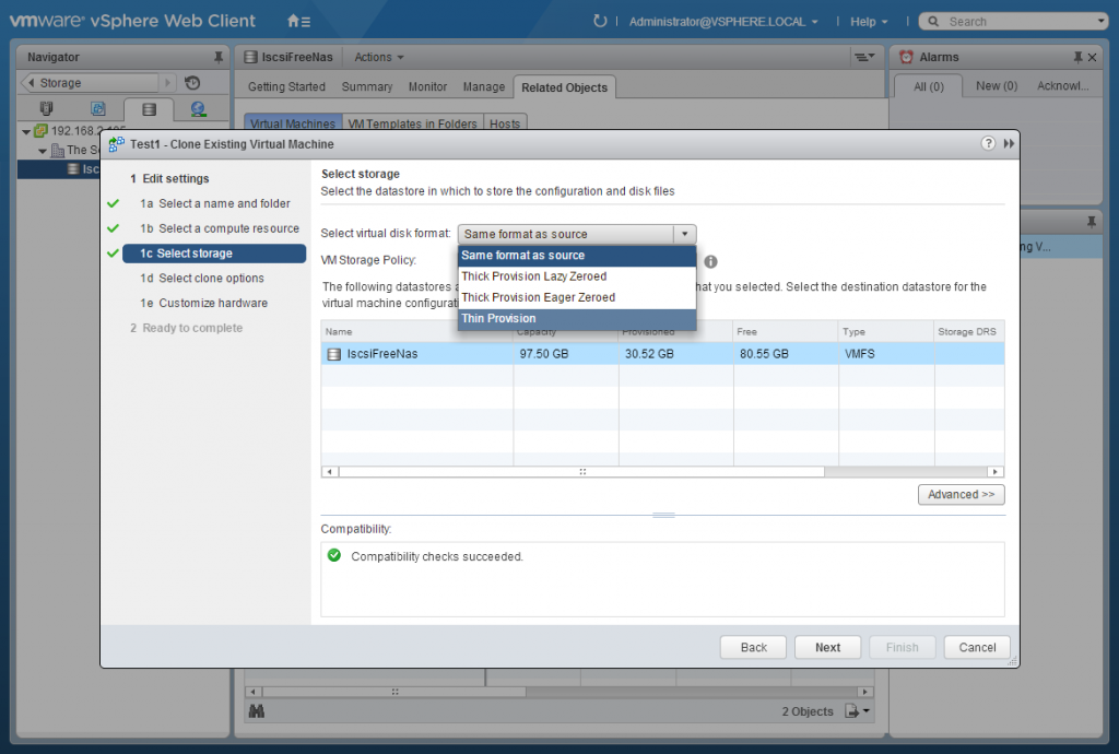 Convert thick provisioned disk to thin and vice versa on ESXi