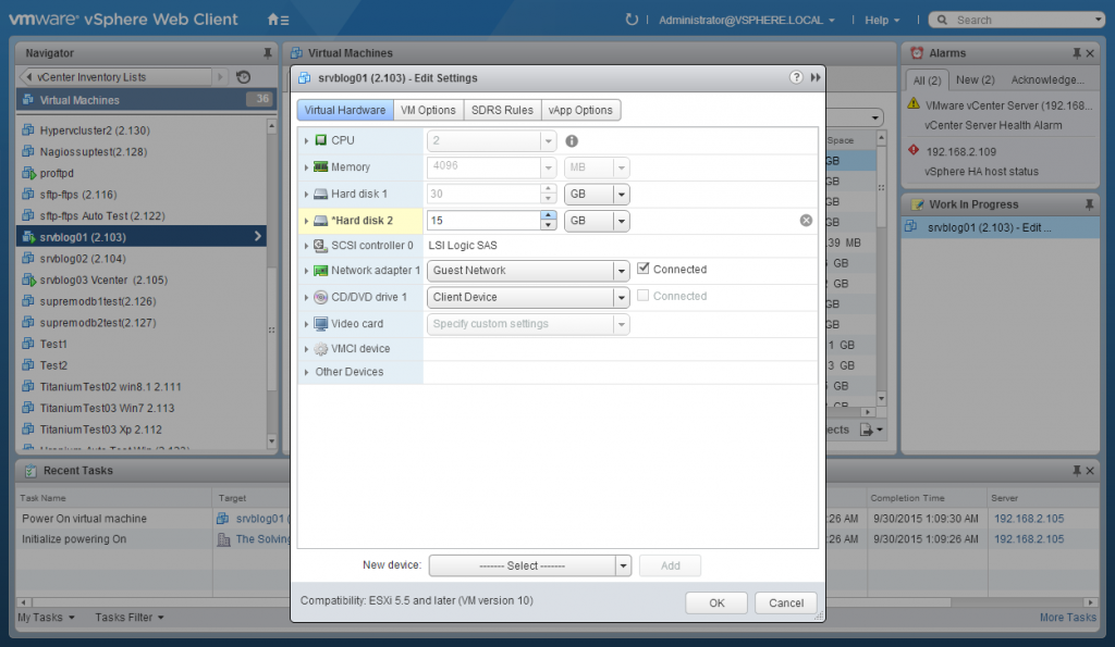 How To Hot Extend A Virtual Disk With Vmware Esxi